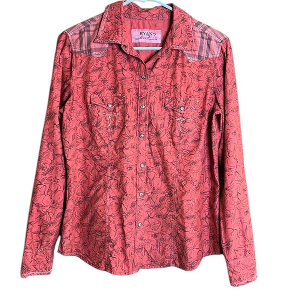 Ryan Michael | Tops | Ryan Michaels Country Western Red Floral Plaid ...